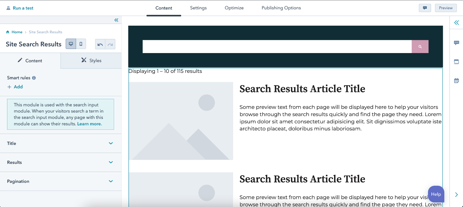 New versions of default CMS Site Search Input and Search Results modules